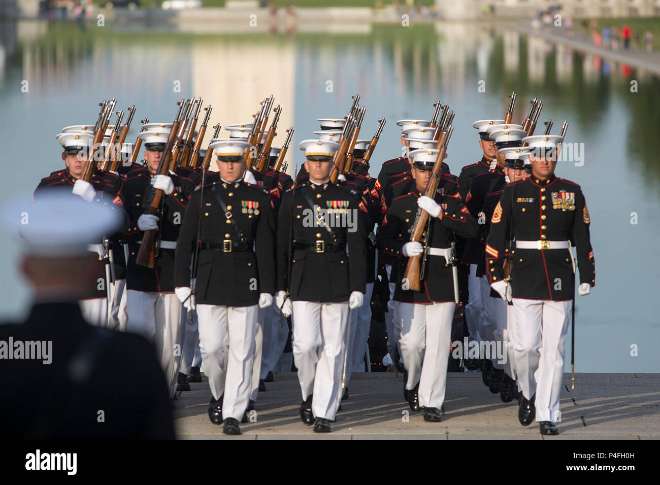 Marines with Bravo Company, Marine Barracks Washington D.C., march onto ...