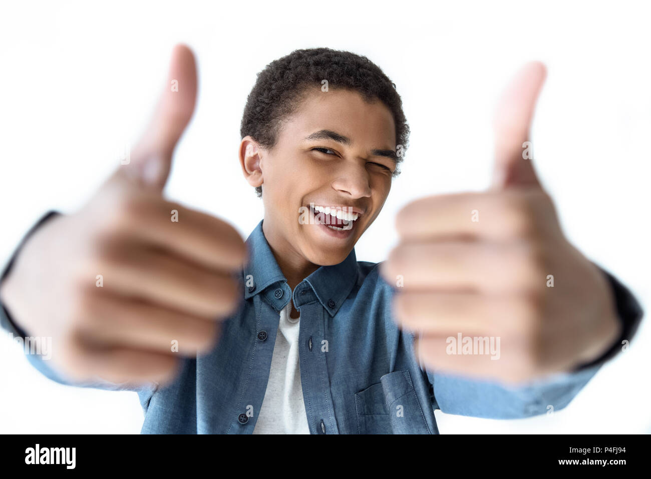 Teenager Thumbs Up African High Resolution Stock Photography and Images ...