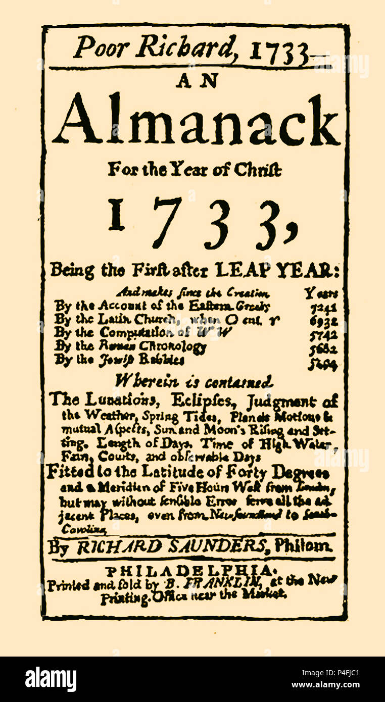 Poor richard’s almanac hi-res stock photography and images - Alamy