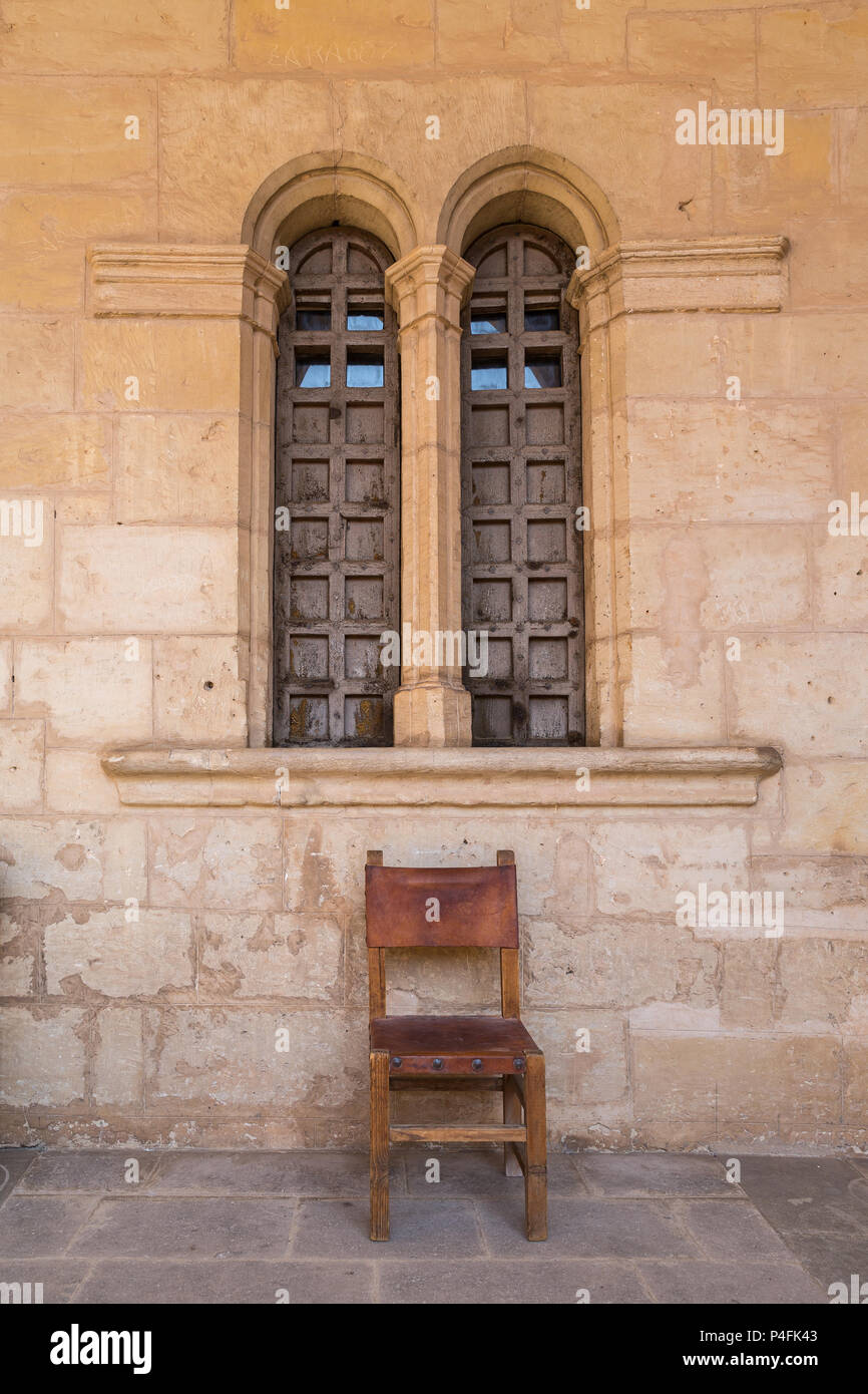 Ancient Monastery scene Old Chair and Windows high above Palma in ...
