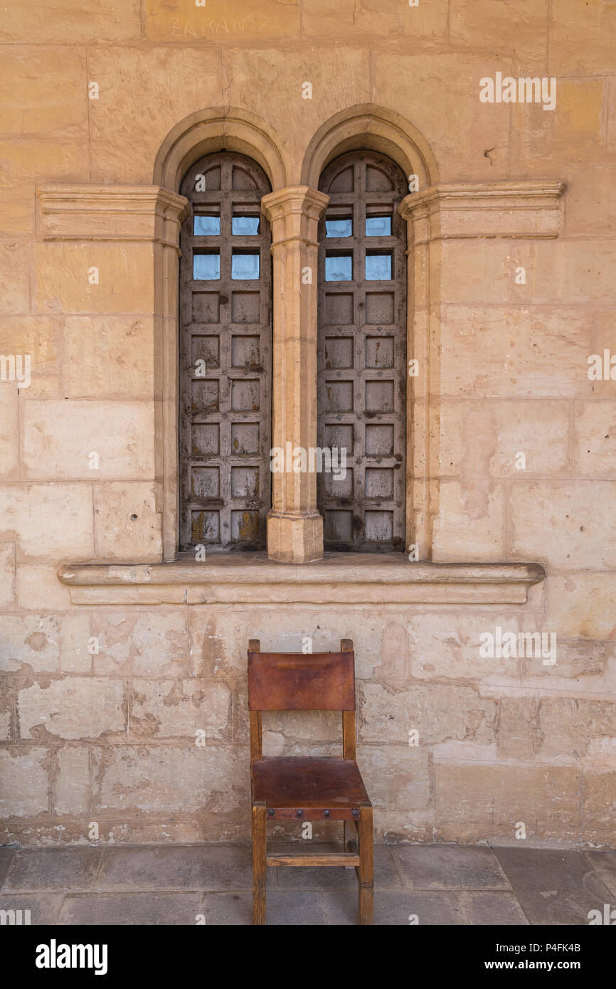 Ancient Monastery scene Old Chair and Windows high above Palma in ...