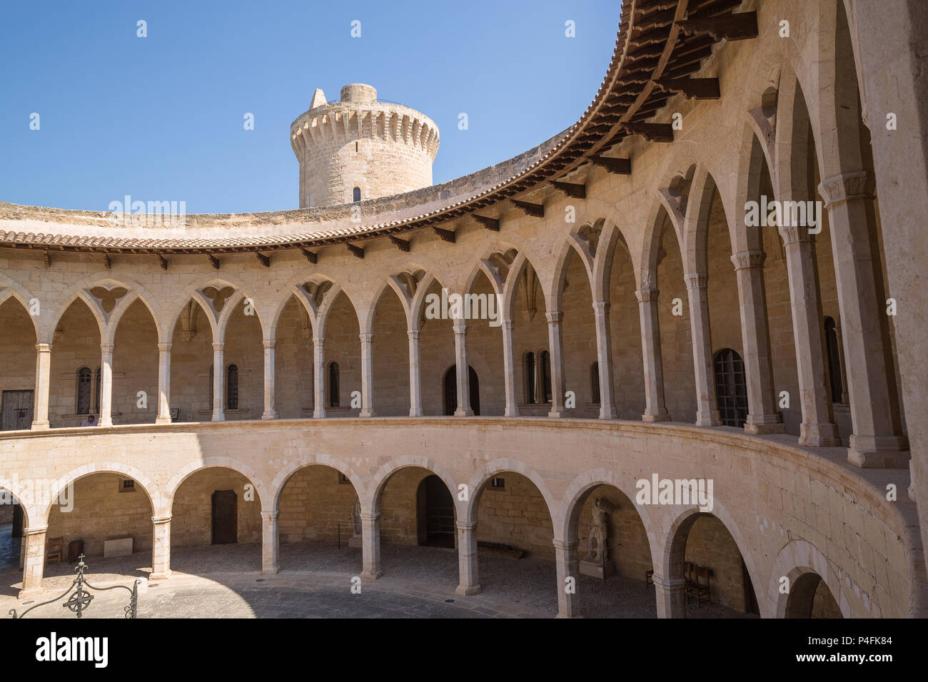Old fortified castle high above Palma in Majorca Spain Stock Photo - Alamy