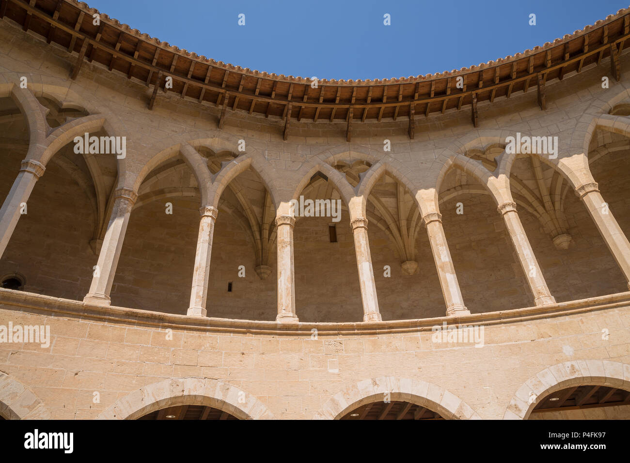 Old fortified castle high above Palma in Majorca Spain Stock Photo - Alamy