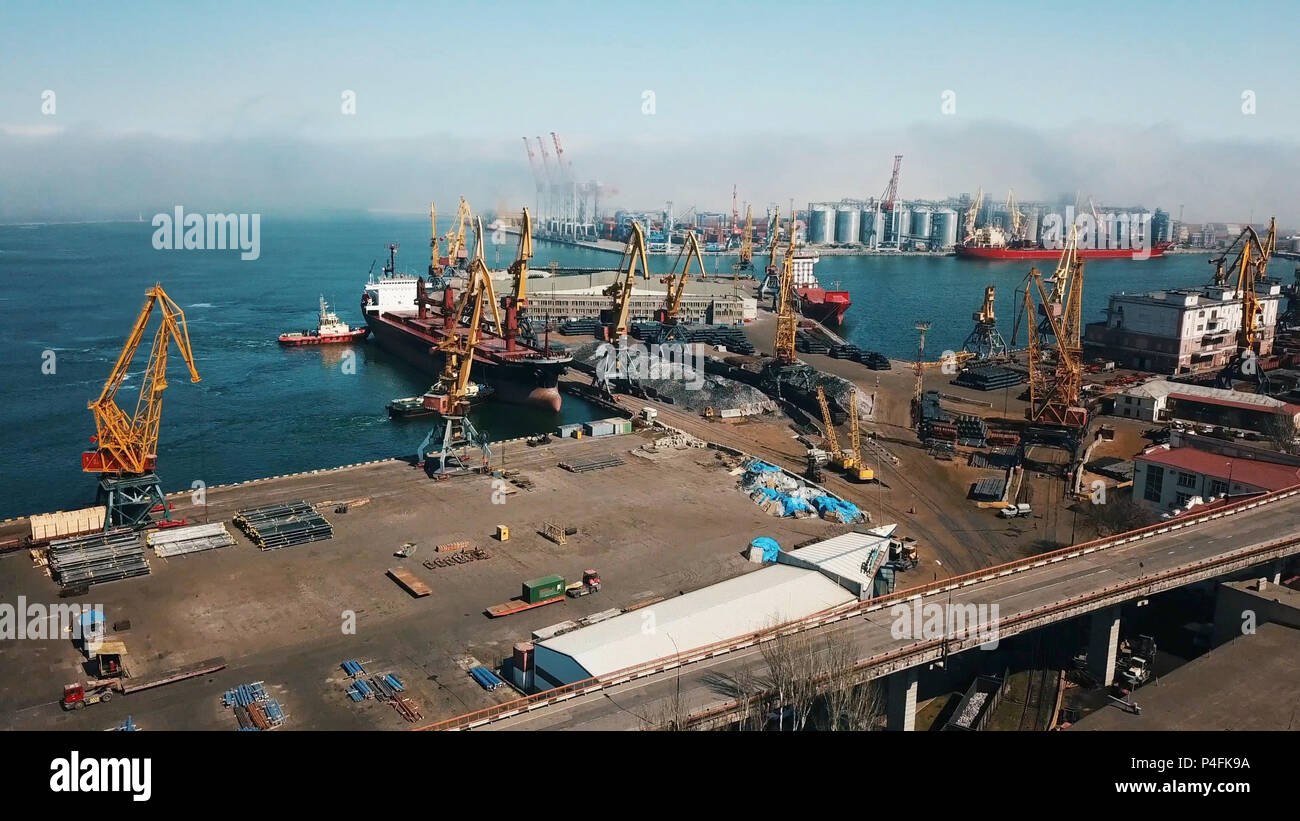 aerial view of terminal in port Stock Photo - Alamy