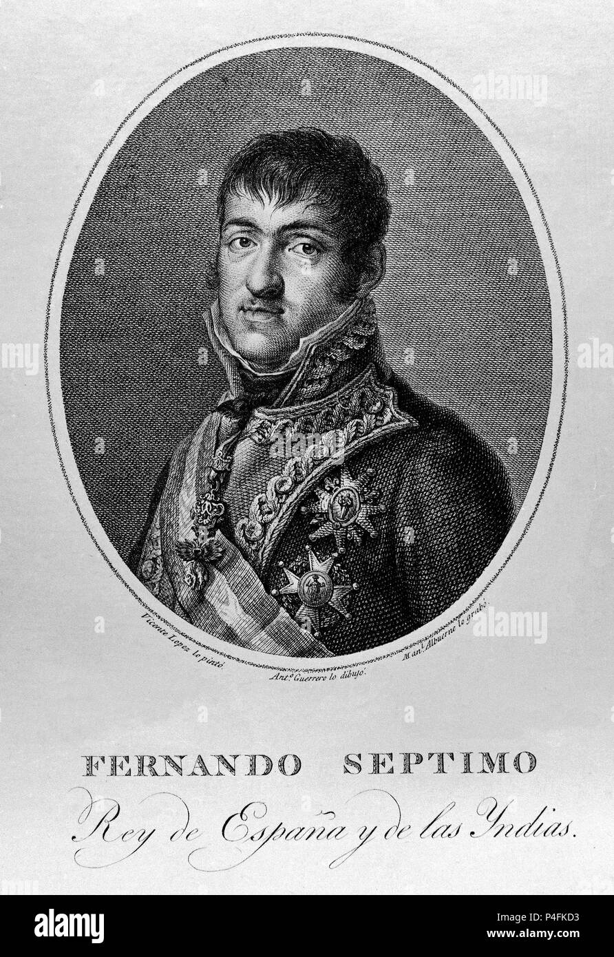 RETRATO DE FERNANDO VII REY DE ESPAÑA Y DE LAS INDIAS - GRABADO POR ...