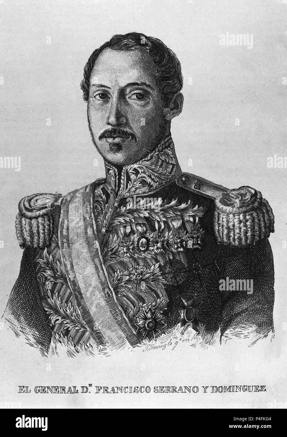 EL GENERAL DON FRANCISCO SERRANO Y DOMINGUEZ - GRABADO S XIX. Location ...