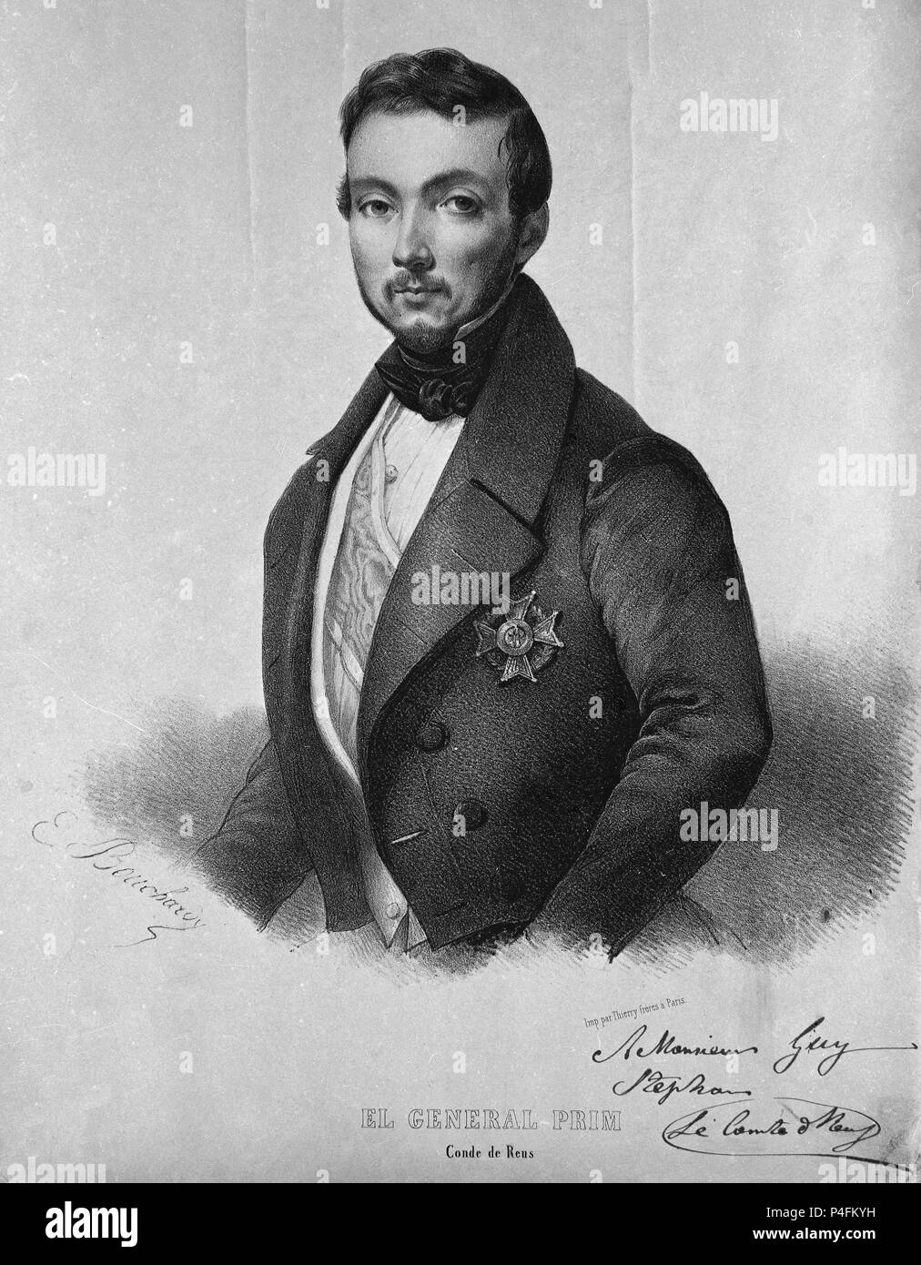 RETRATO DEL GENERAL PRIM - GRABADO S XIX. Location: MUSEO ROMANTICO ...