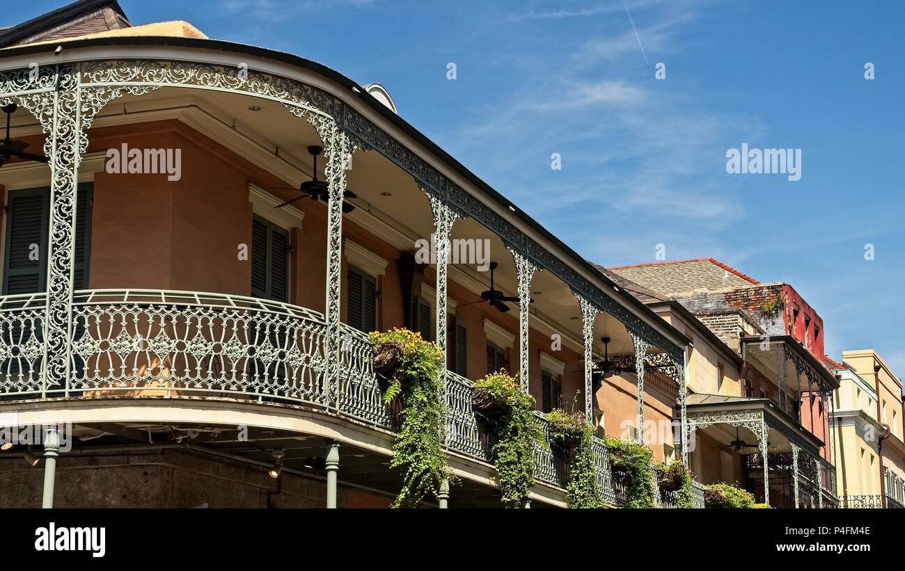 New Orleans, LA USA - May 9, 2018 - Old French Quarter Buildings with ...