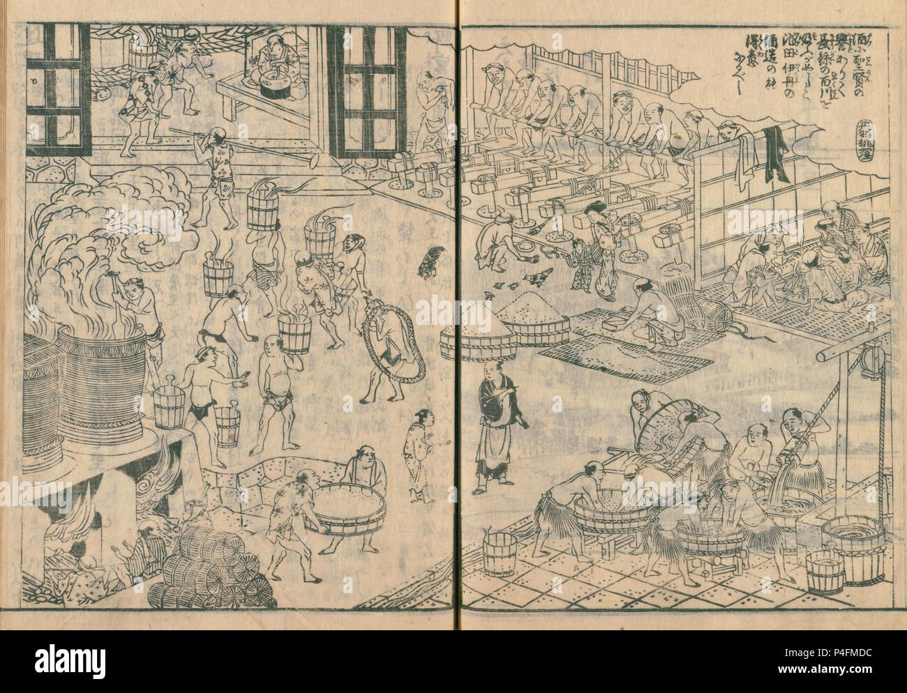Sake production at Itami, from Settsu meisho zue, published in 1798 ...