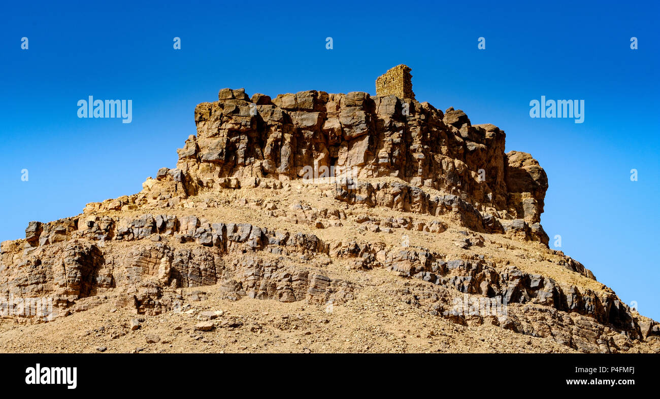 A rocky outcrop in the Moroccan desert near Tagounite in the far south ...