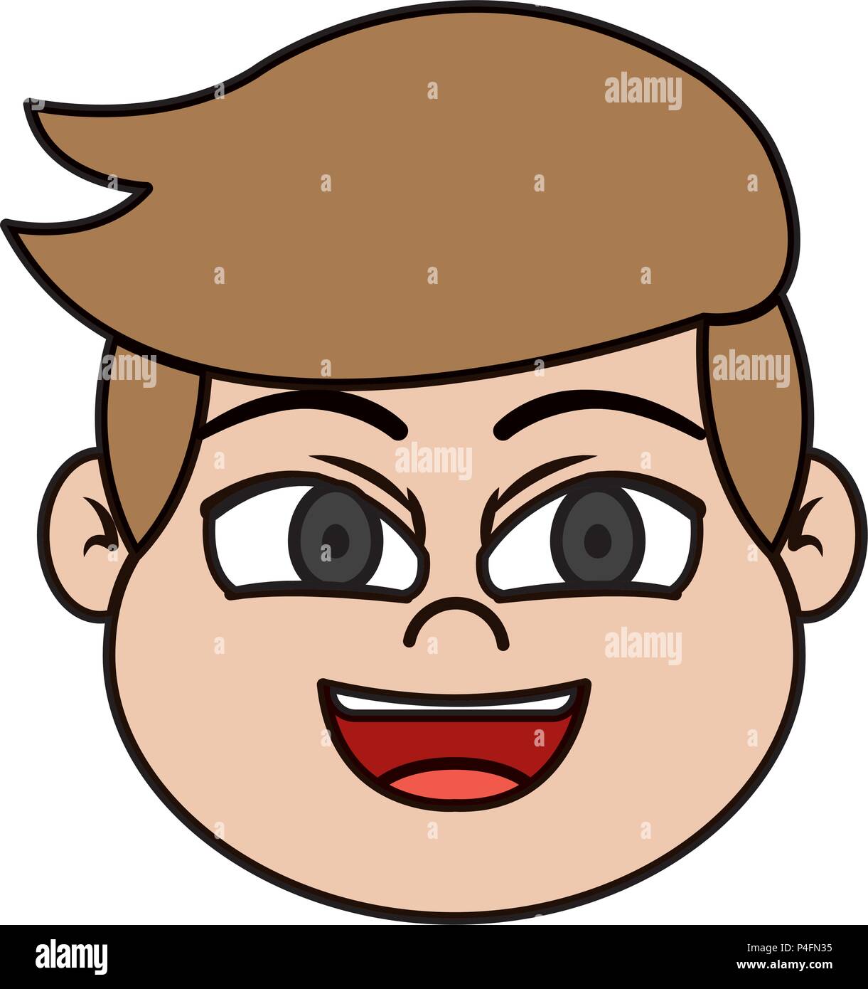 color boy head hairstyle with facial expression Stock Vector Image ...