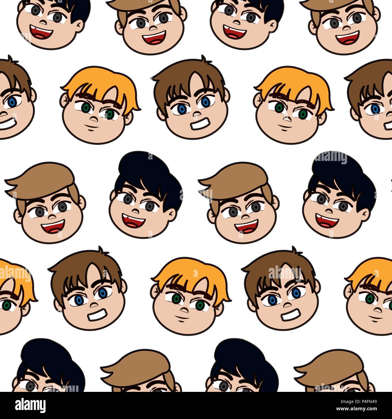 color happy boys head with hairstyle background Stock Vector Image ...