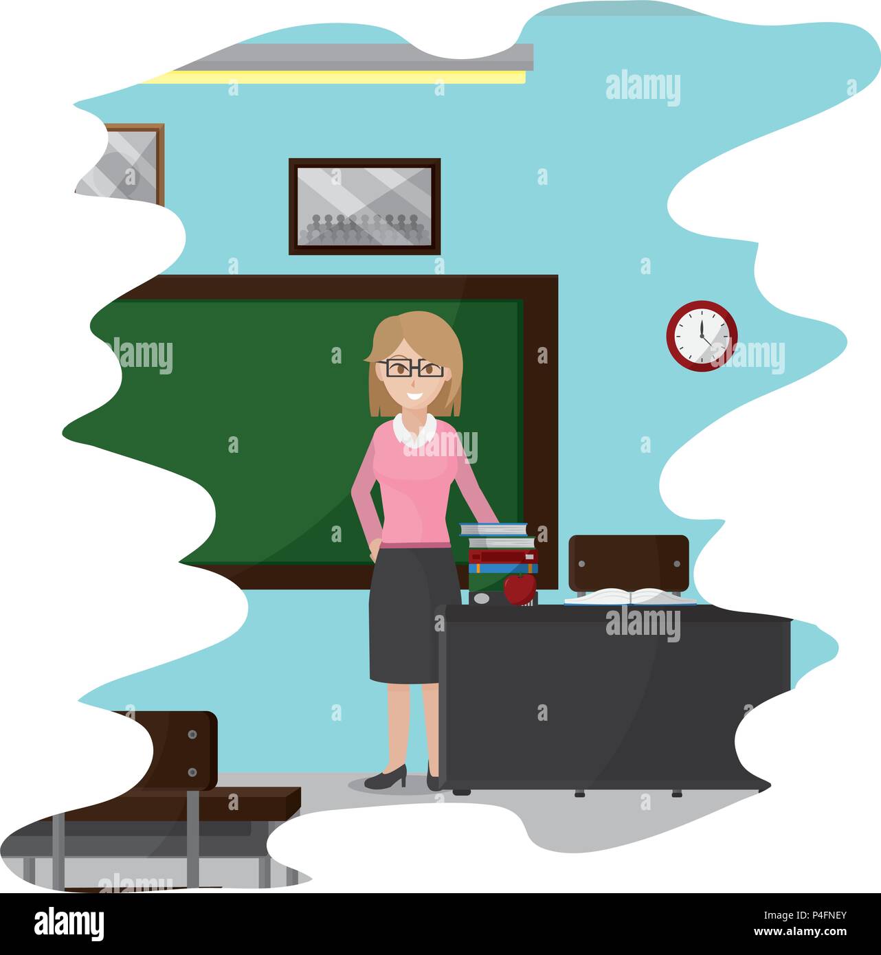 Teacher teaching class schoolchildren Stock Vector Images - Alamy