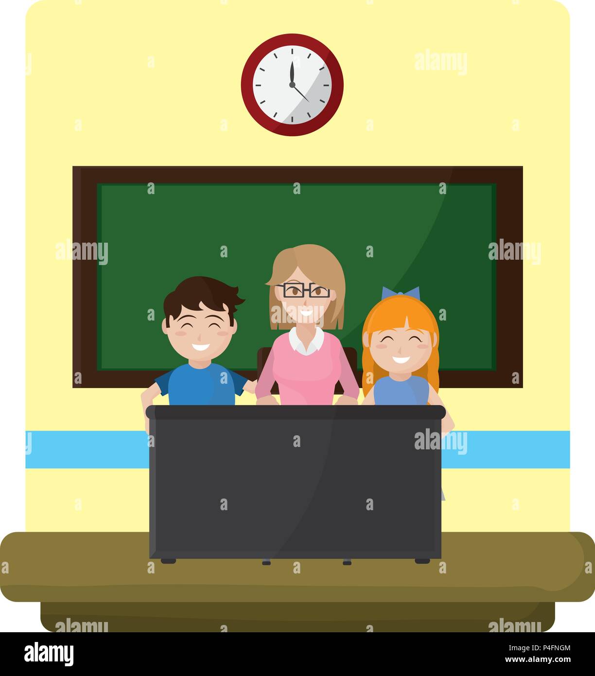 teacher explain students activities in her desk Stock Vector Image ...