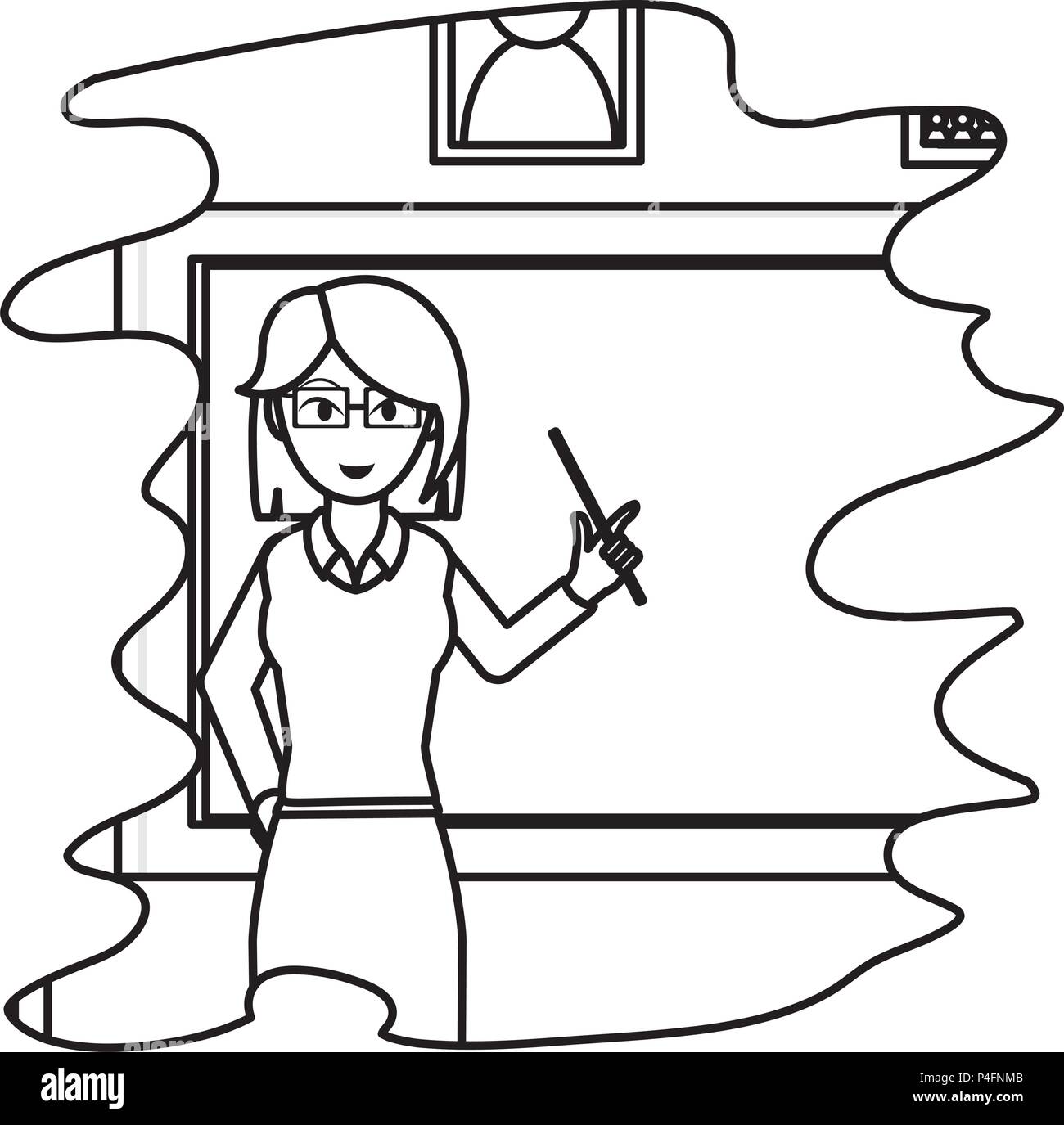 line teacher explaning lesson in the school classroom Stock Vector ...