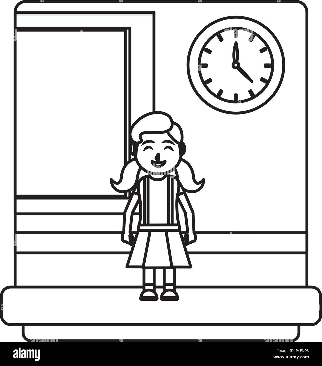 line cute girl student in the school classroom Stock Vector Image & Art ...