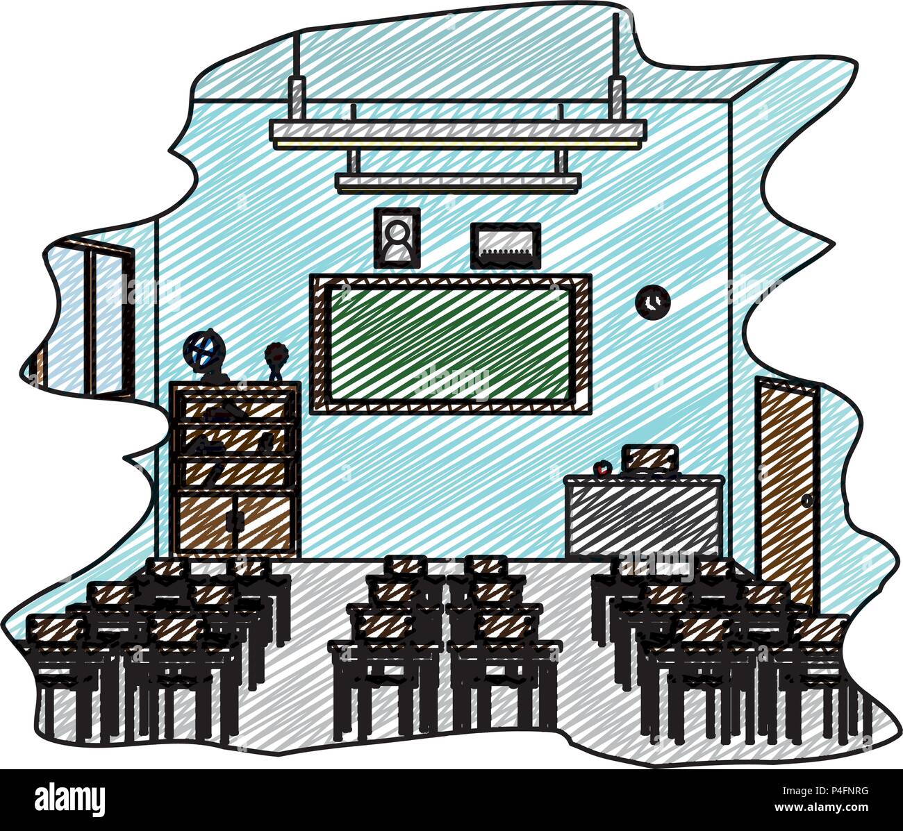 doodle school classroom with education utensils to study Stock Vector ...
