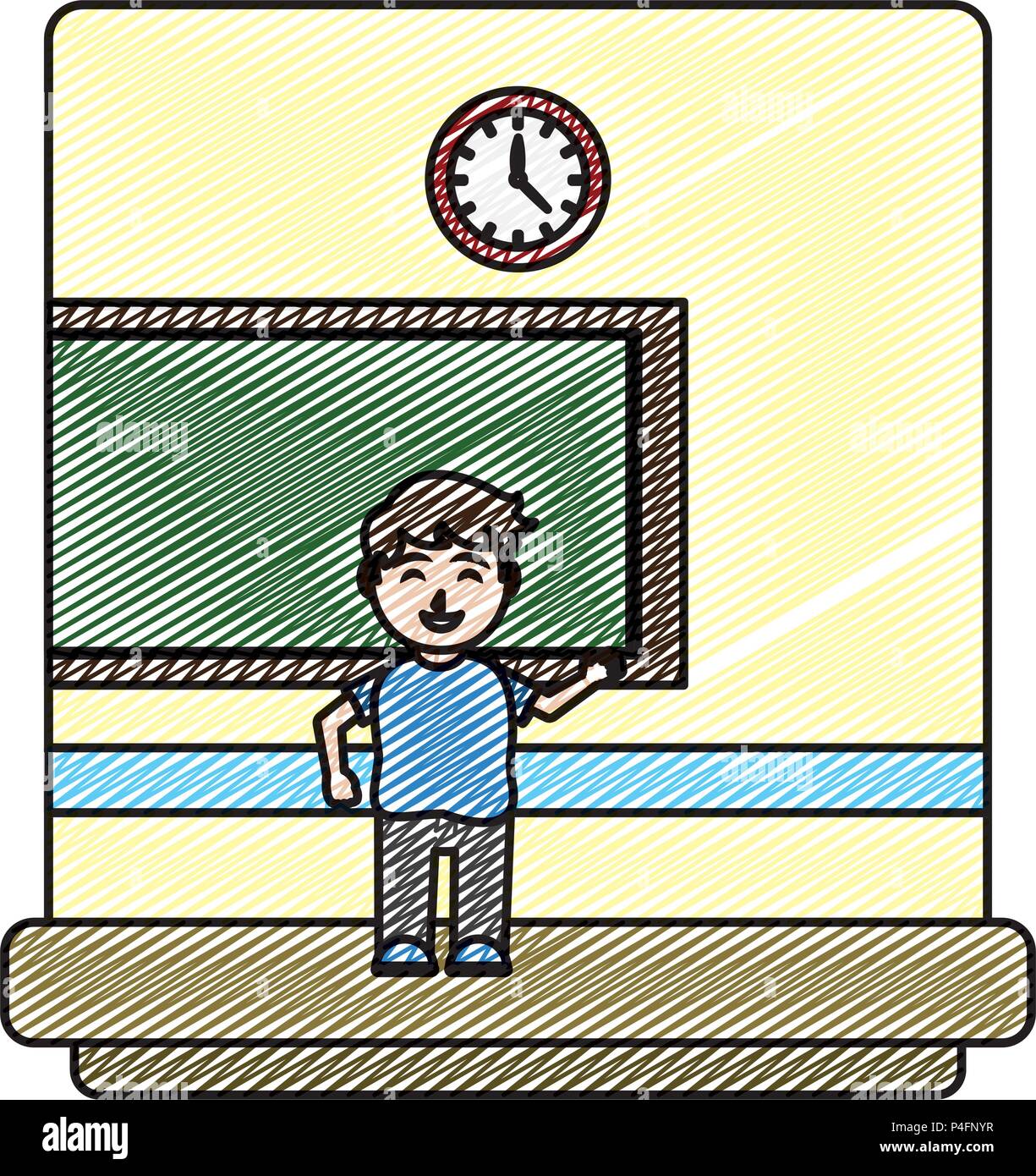 doodle happy student knowledge in the school classroom Stock Vector ...