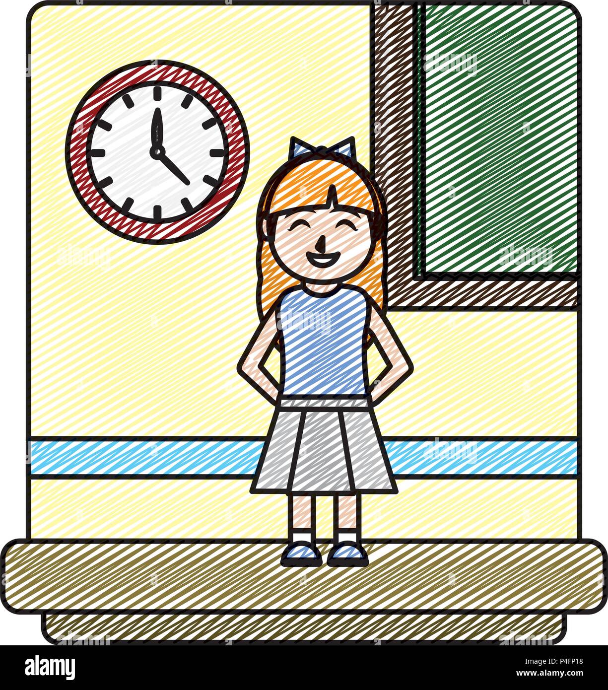 doodle beauty girl studing school classroom Stock Vector Image & Art ...