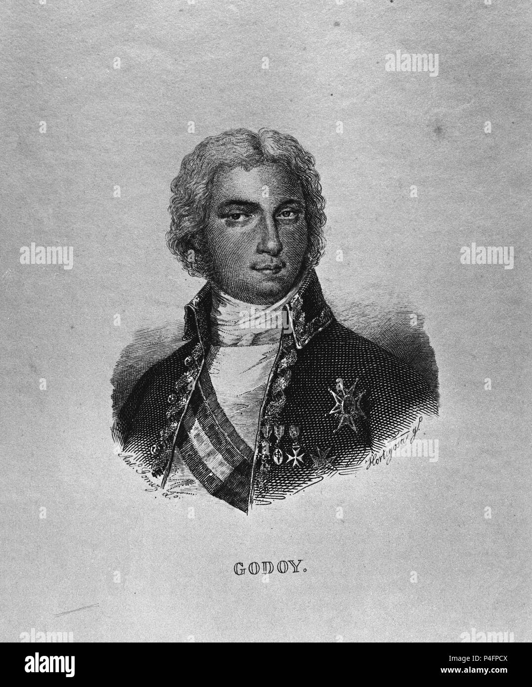 MANUEL GODOY 1767/1851- PRINCIPE DE LA PAZ- GRABADO POR HORTIGOSA ...