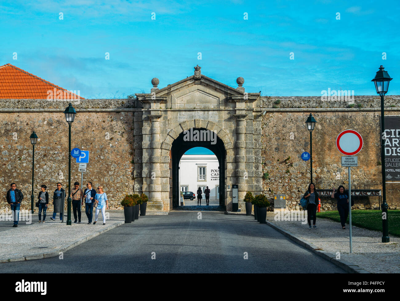 Entrance to the fortified citadel of the port of Cascais, Lisbon Region ...