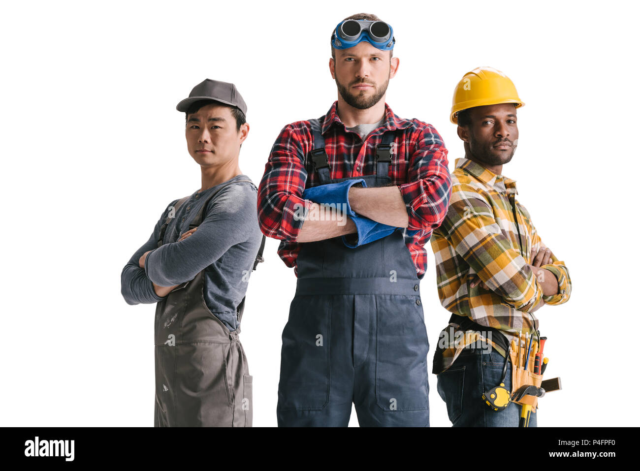 group of multiethnic construction workers with folded arms Stock Photo ...