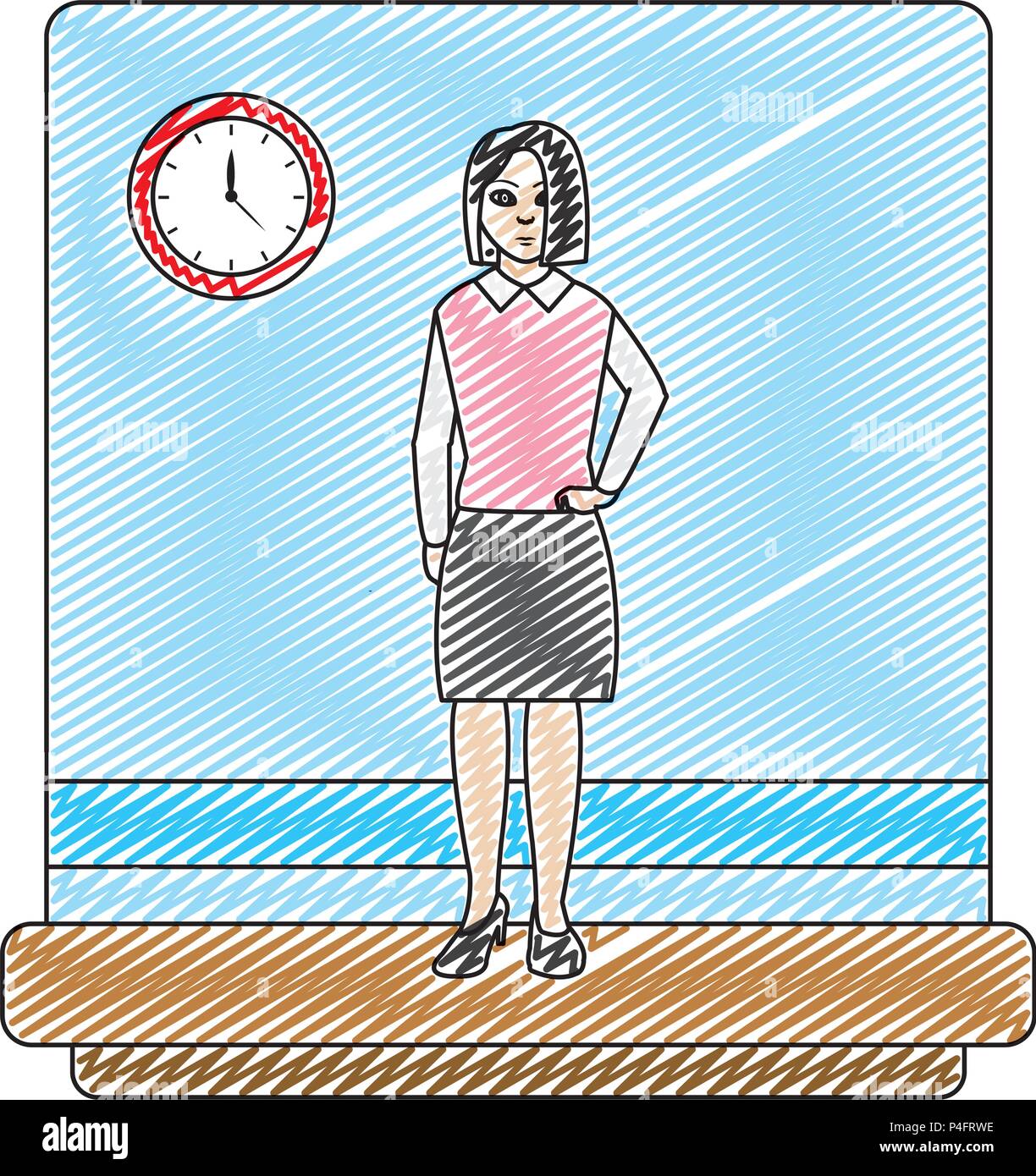 doodle cute businesswoman professional manager success Stock Vector ...