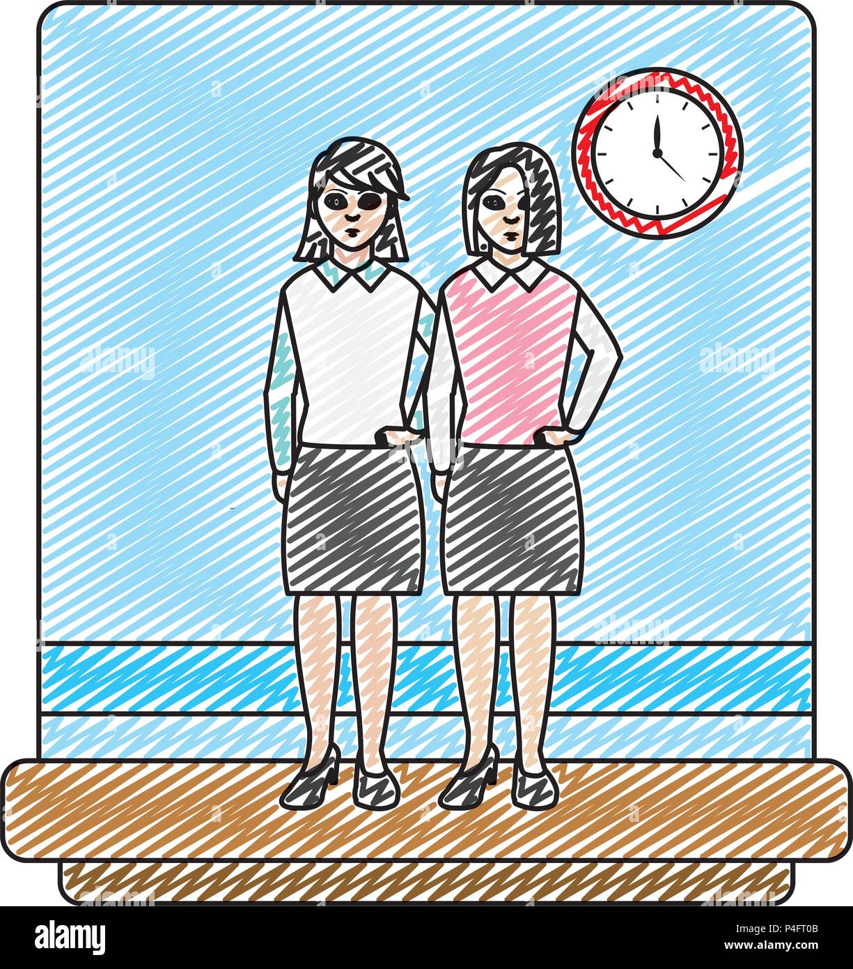 Doodle professional businesswoman office Stock Vector Images - Alamy