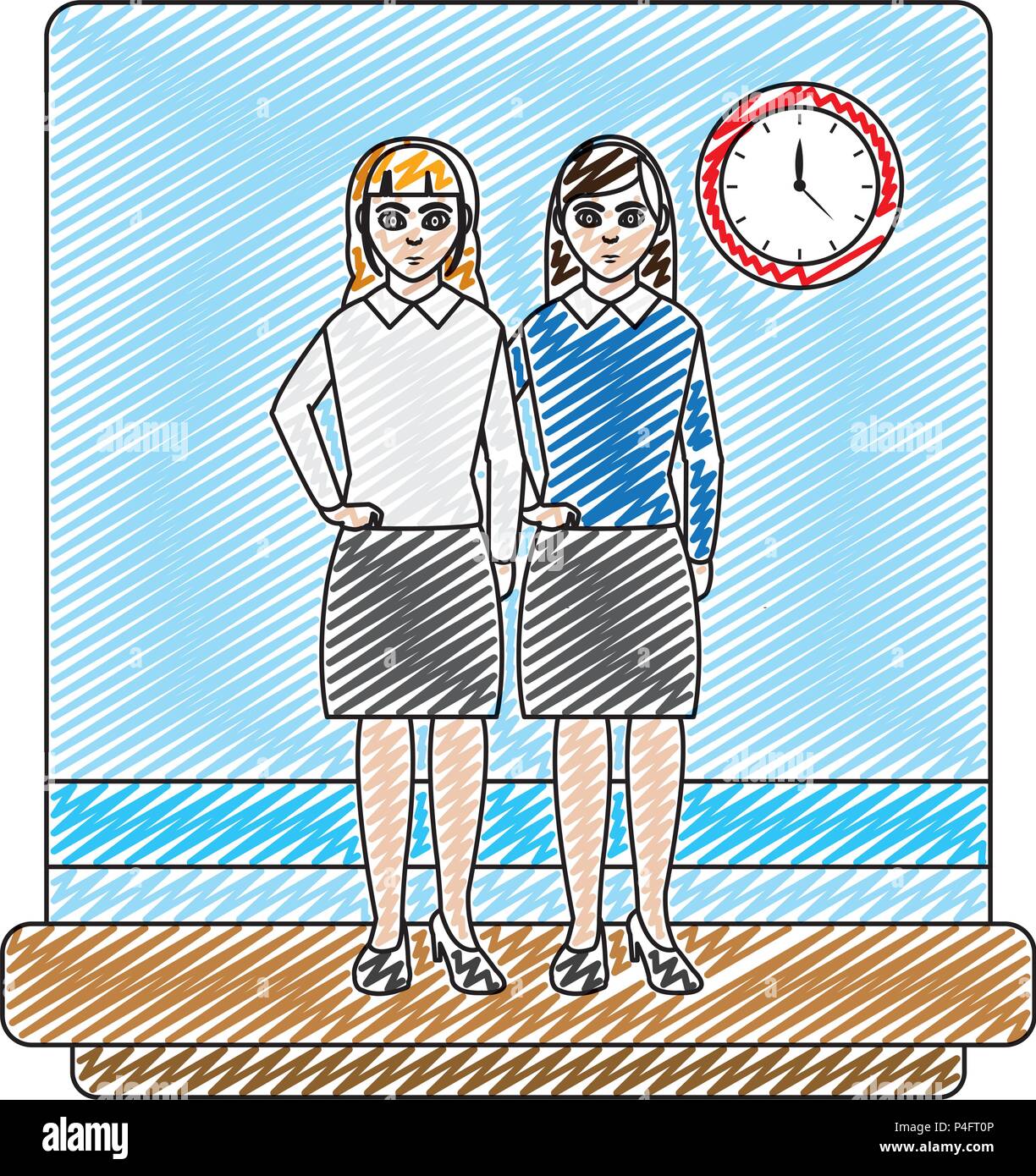 doodle nice professional businesswomen office manager Stock Vector ...