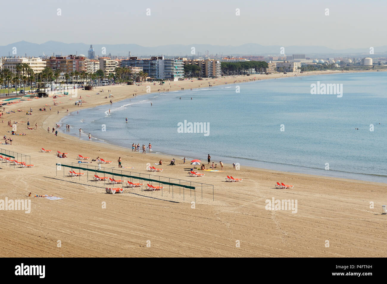 The beach on Costa Dorada shore, Salou, Spain Stock Photo - Alamy