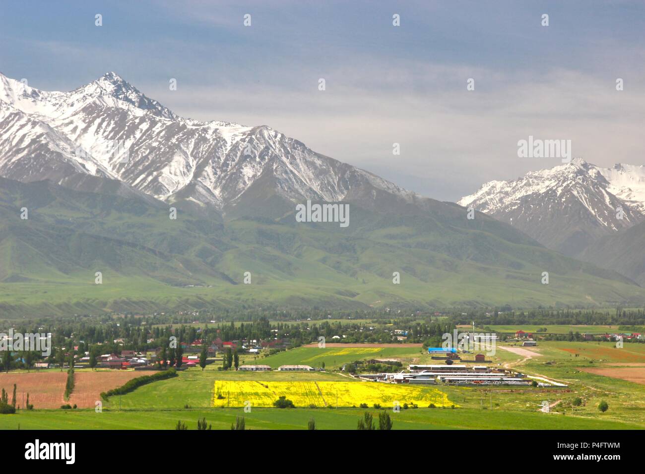 The beautiful scenic in Bishkek with the Tian Shan mountains of ...