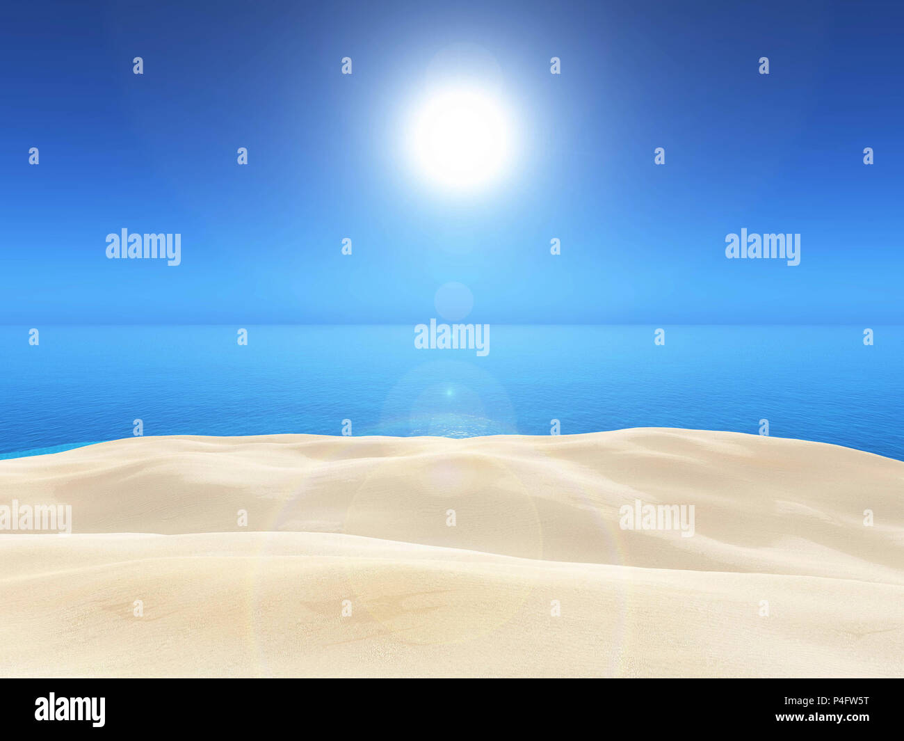 3D render of a sand and blue sea landscape Stock Photo - Alamy