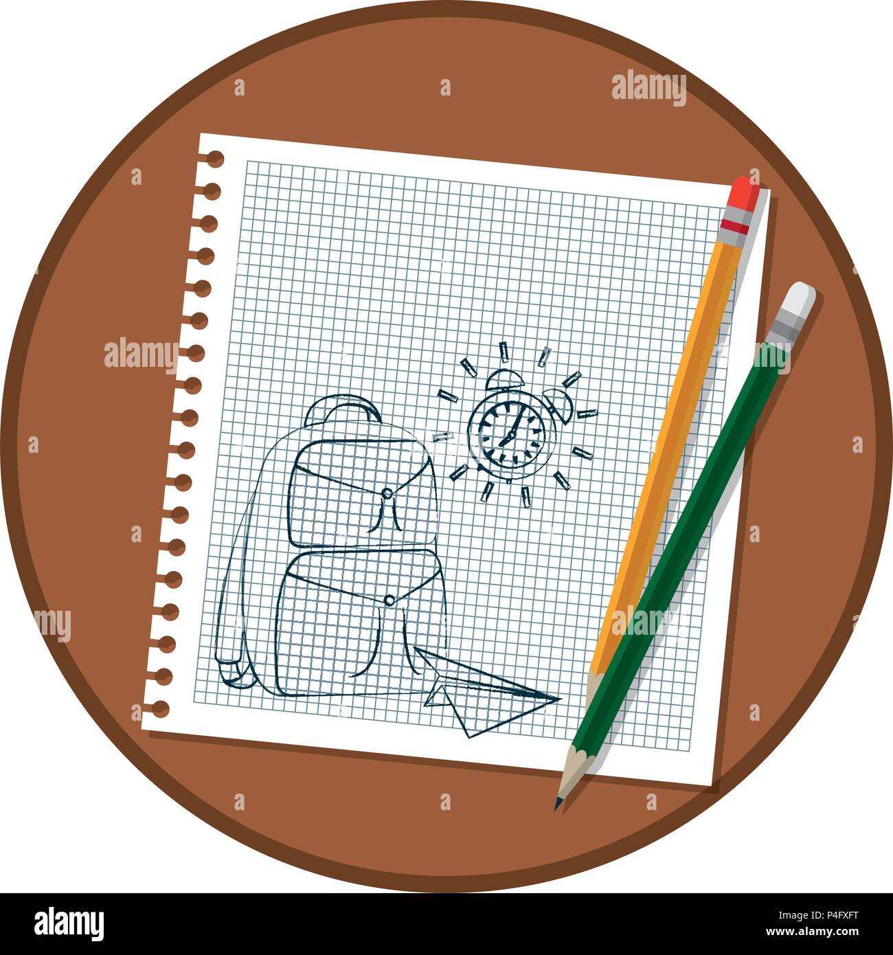 wood pencils with draw paper in the table Stock Vector Image & Art - Alamy