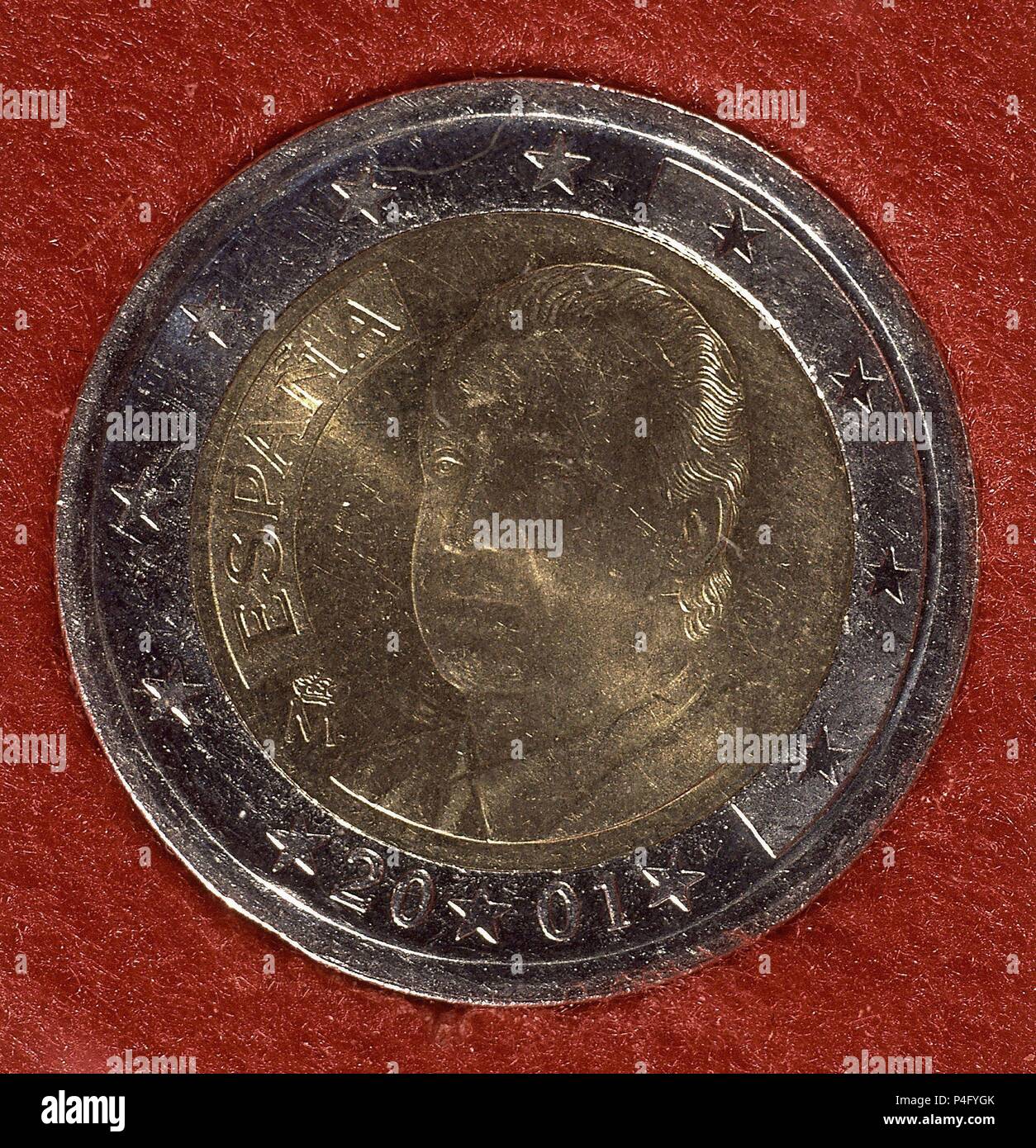 MONEDA DE DOS EUROS ESPAÑOLES CON FECHA DE EMISION EN 2001-ANVERSO ...