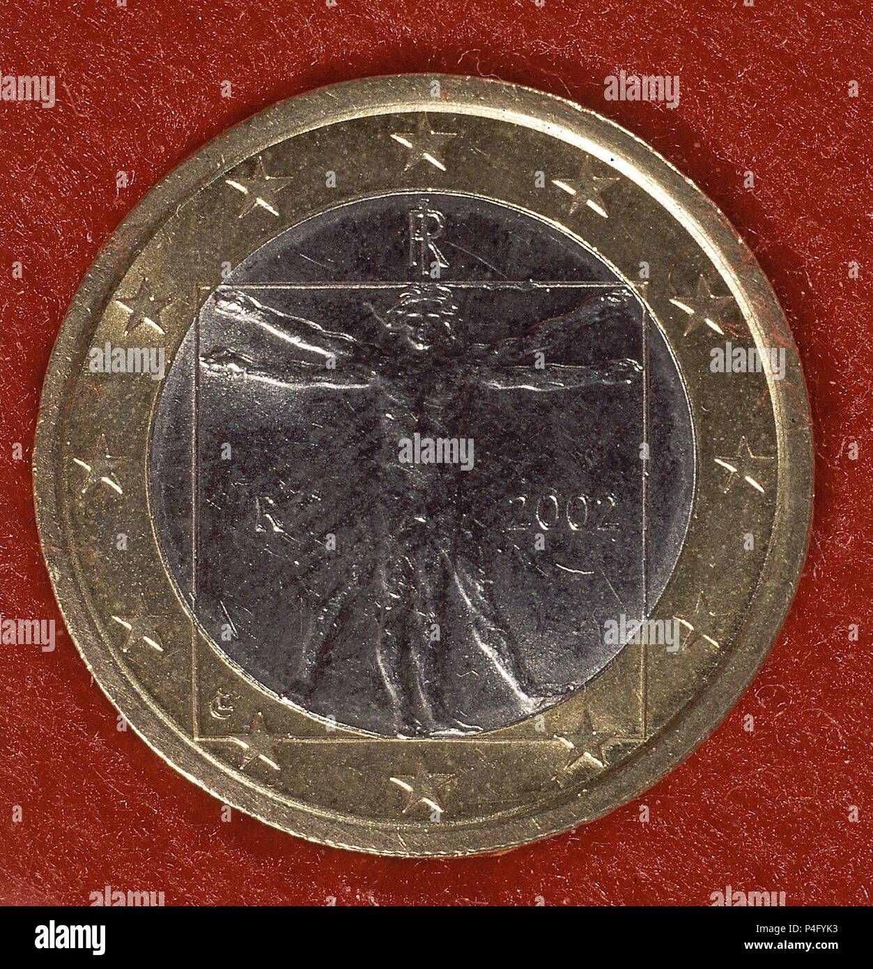 MONEDA DE UN EURO ITALIANO CON FECHA DE EMISION EN 2002-ANV-HOMBRE ...