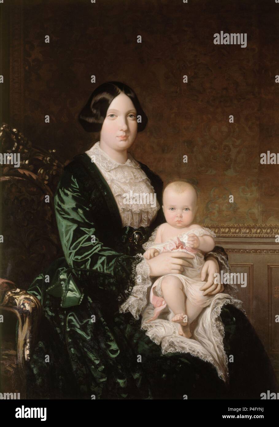 'Isabella II of Spain and the Infanta Isabella', 1852, Oil on canvas ...