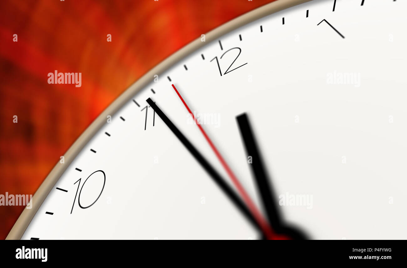 Modern style clock 3D illustration. Timer, second hand and minute hand ...