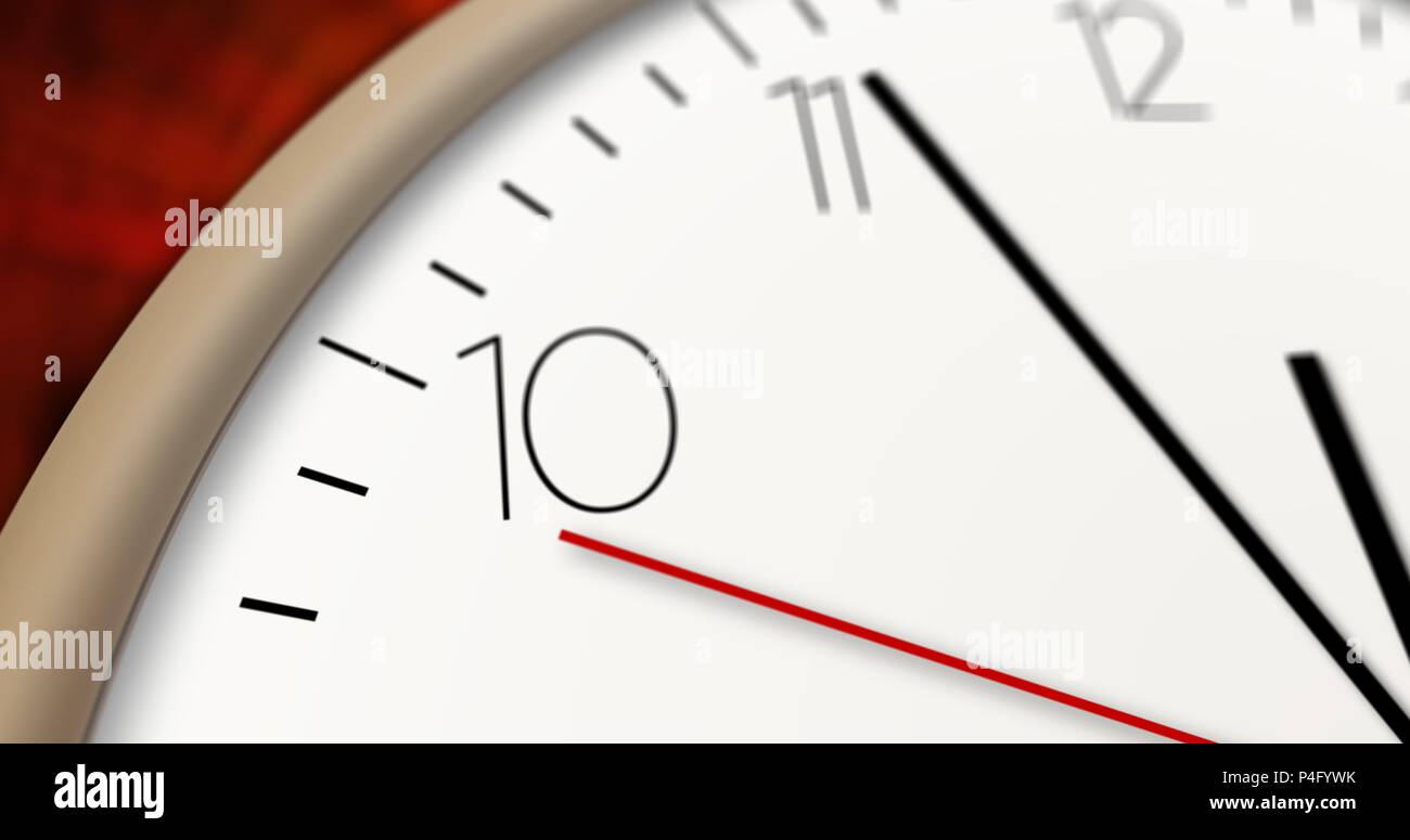 Modern style clock 3D illustration. Timer, second hand and minute hand ...