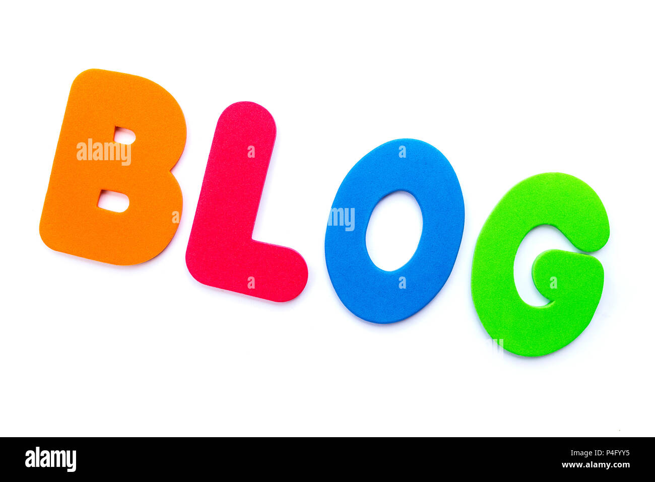 The word BLOG spelt in multi-coloured letters Stock Photo - Alamy