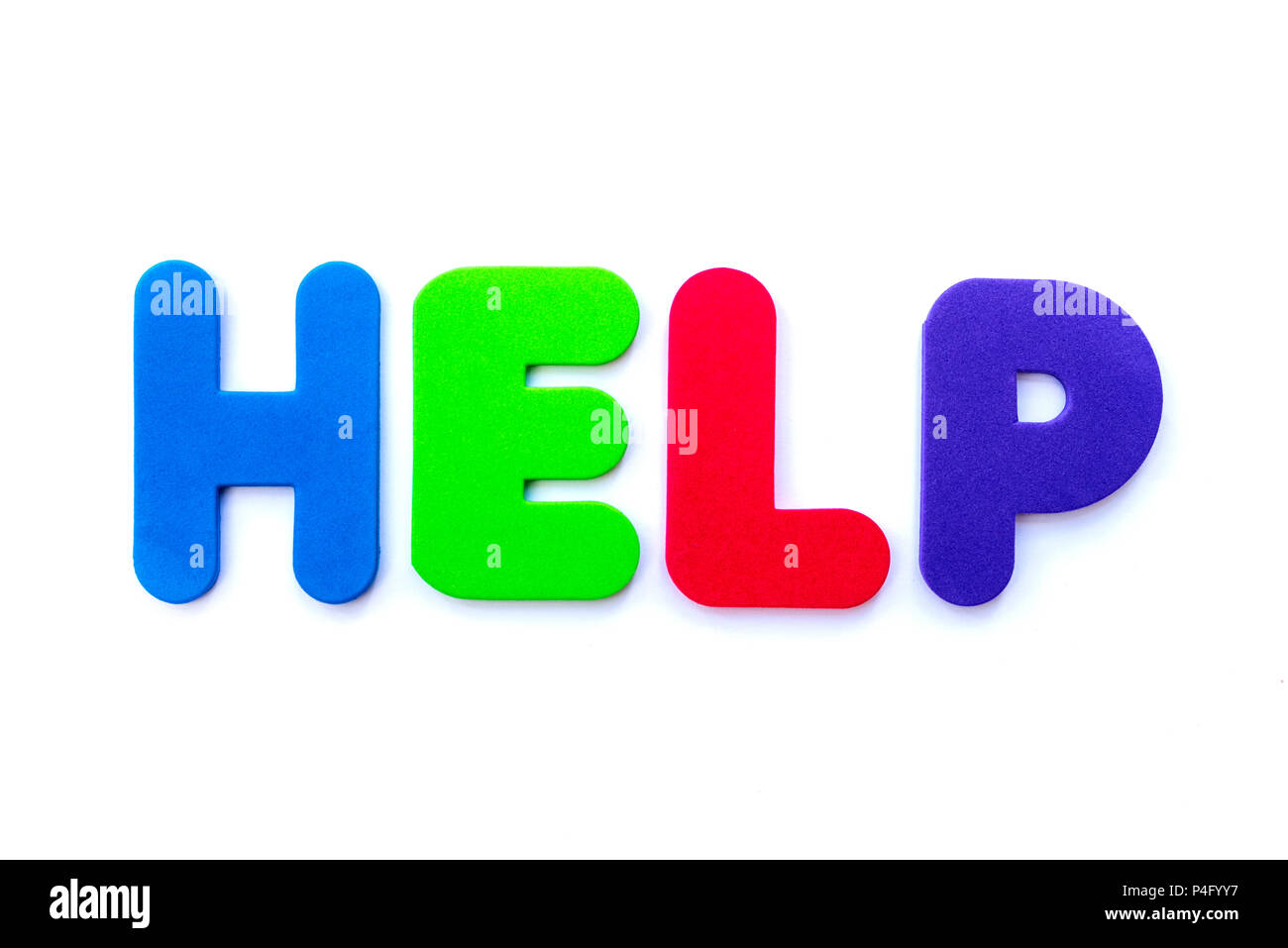 The word HELP spelt in multi-coloured letters Stock Photo - Alamy