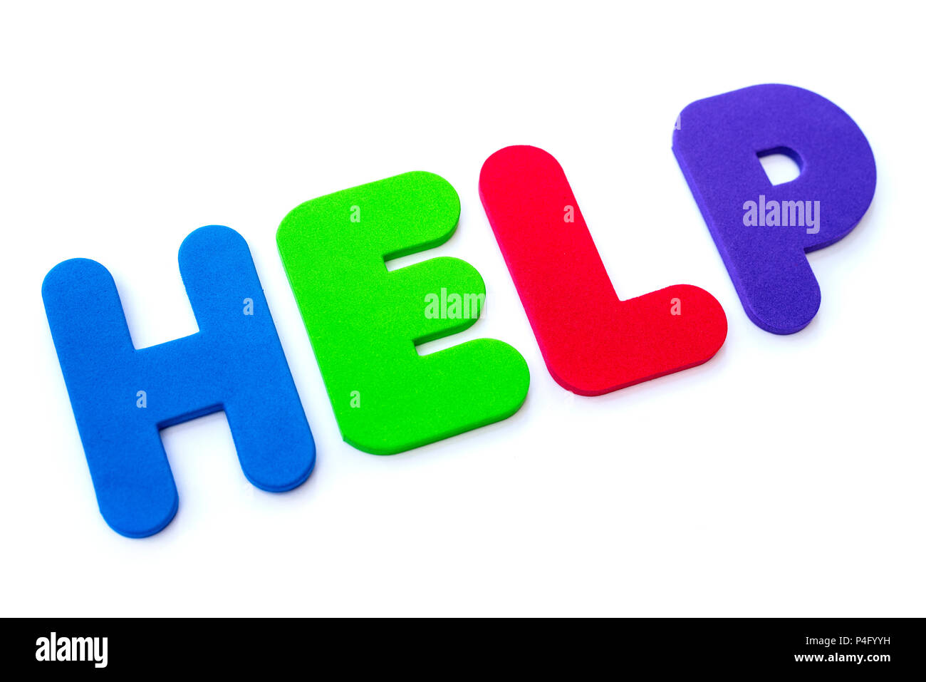 The word HELP spelt in multi-coloured letters Stock Photo - Alamy