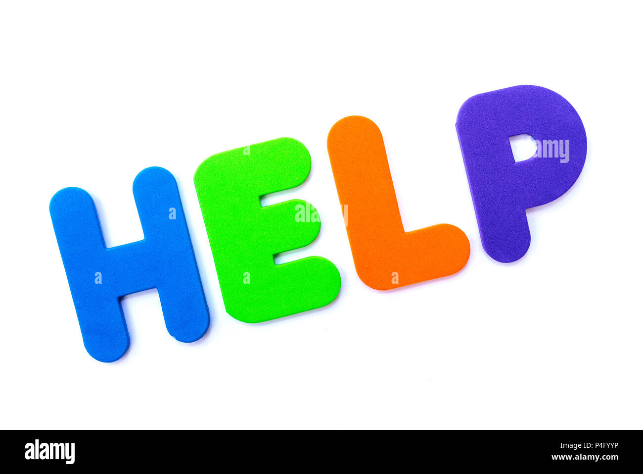 The word HELP spelt in multi-coloured letters Stock Photo - Alamy