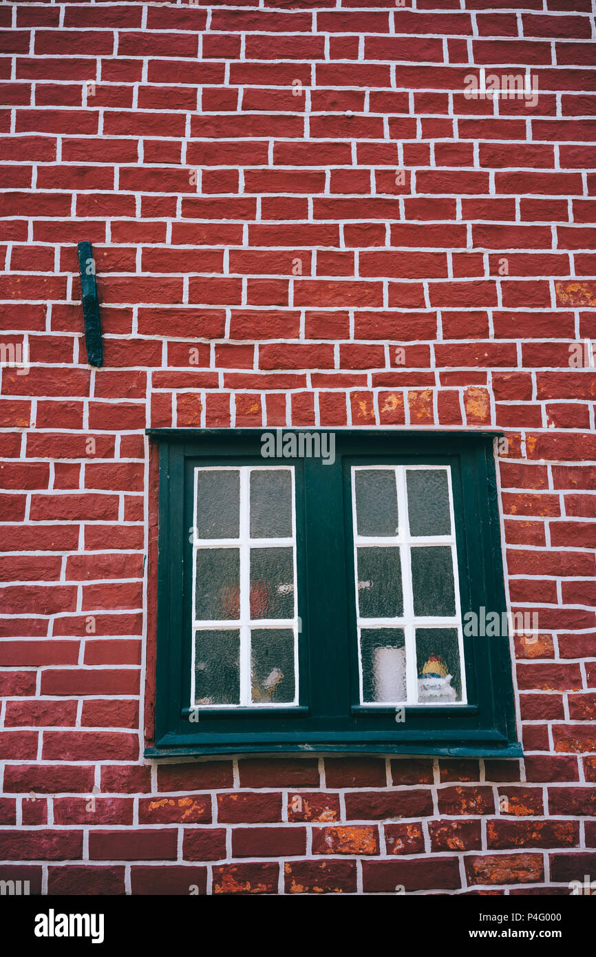 Traditional medieval German brick house in Luneburg, Germany. Fragment ...