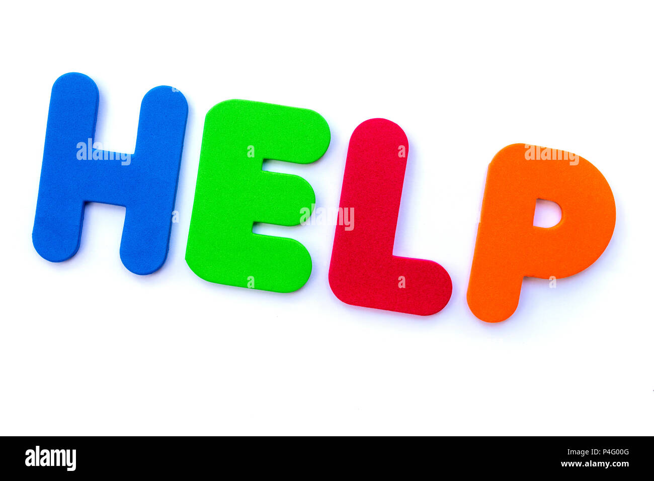 The word HELP spelt in multi-coloured letters Stock Photo - Alamy