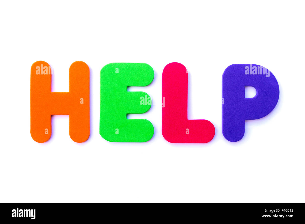 The word HELP spelt in multi-coloured letters Stock Photo - Alamy
