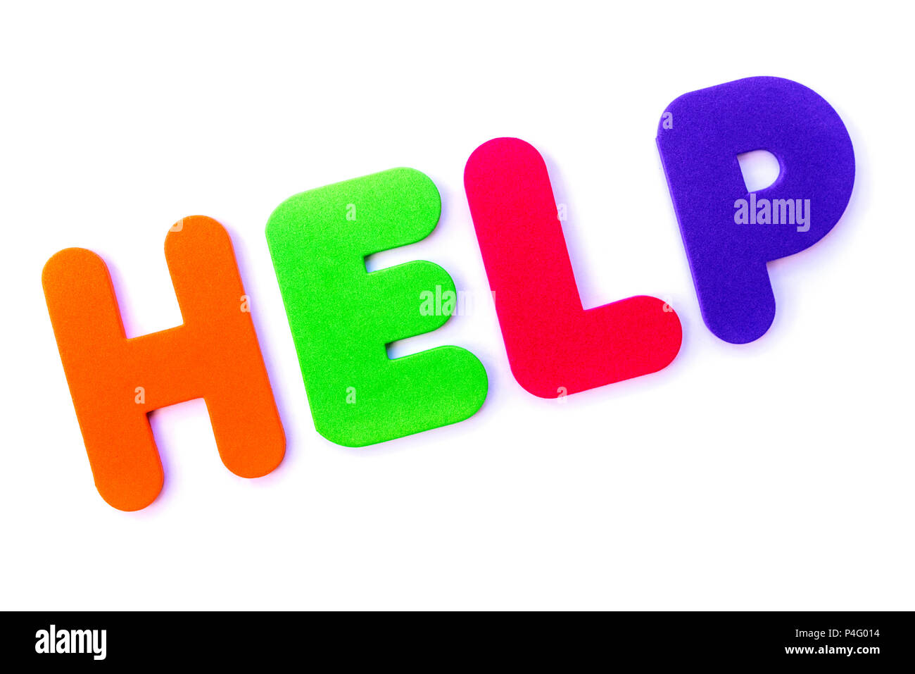 The word HELP spelt in multi-coloured letters Stock Photo - Alamy