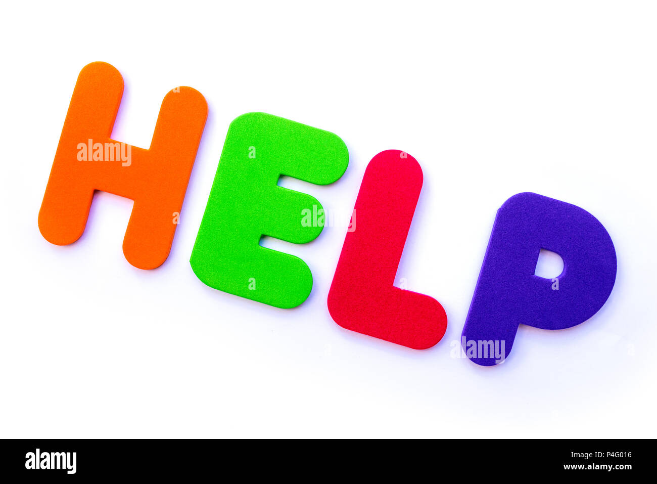 The word HELP spelt in multi-coloured letters Stock Photo - Alamy