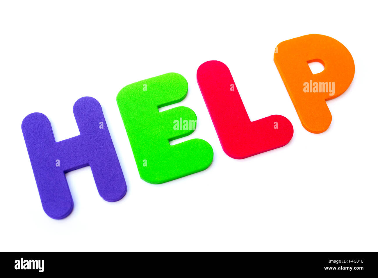 The word HELP spelt in multi-coloured letters Stock Photo - Alamy