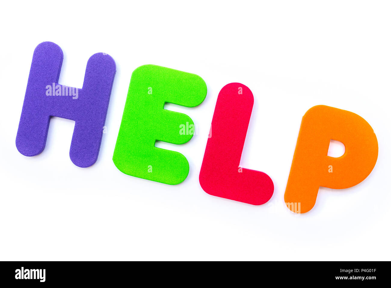 The word HELP spelt in multi-coloured letters Stock Photo - Alamy