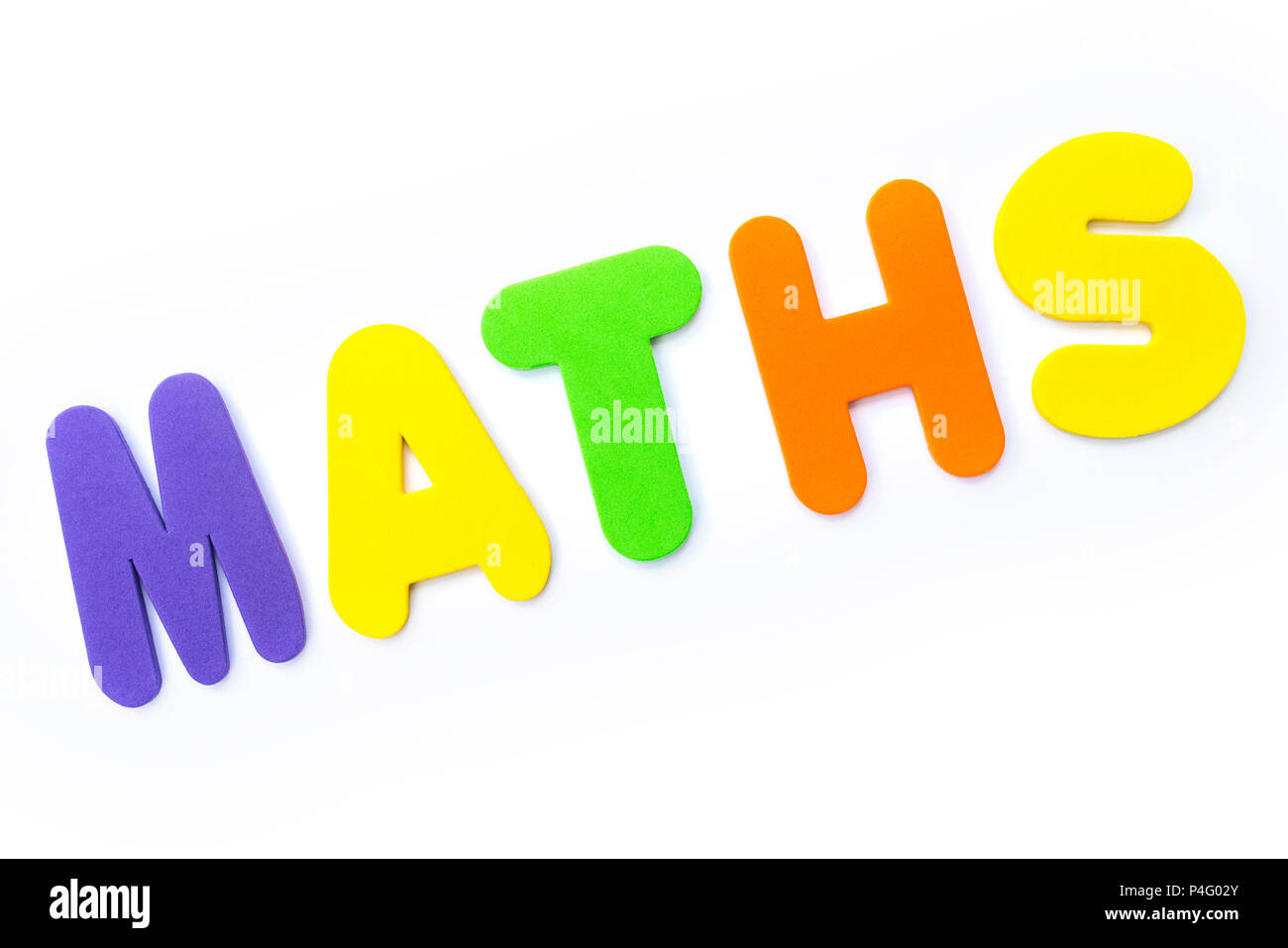 The word MATHS spelt in multi-coloured letters Stock Photo - Alamy